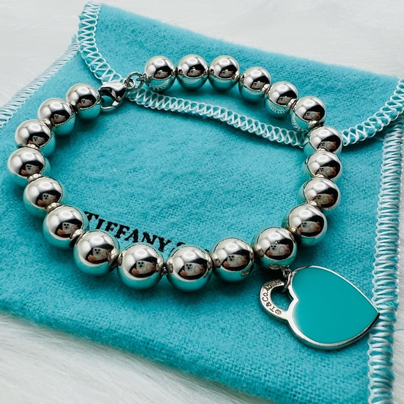 Jewelry | Return To Tiffany Blue Heart Tag Beads Bracelet | Poshmark